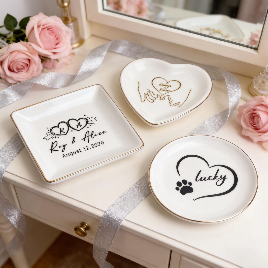Custom Jewelry Tray With Name or Date, Personalized Ring Holder Dish ...