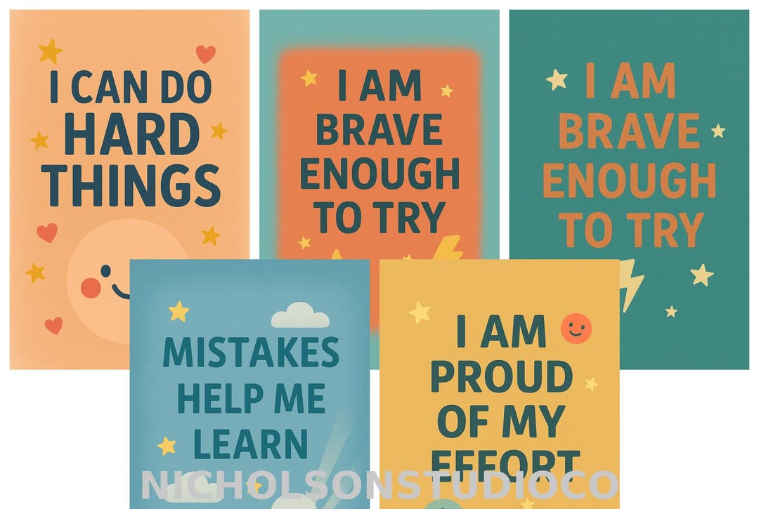 Growth Mindset Poster Bundle for Kids – Positive Affirmation Wall Art ...
