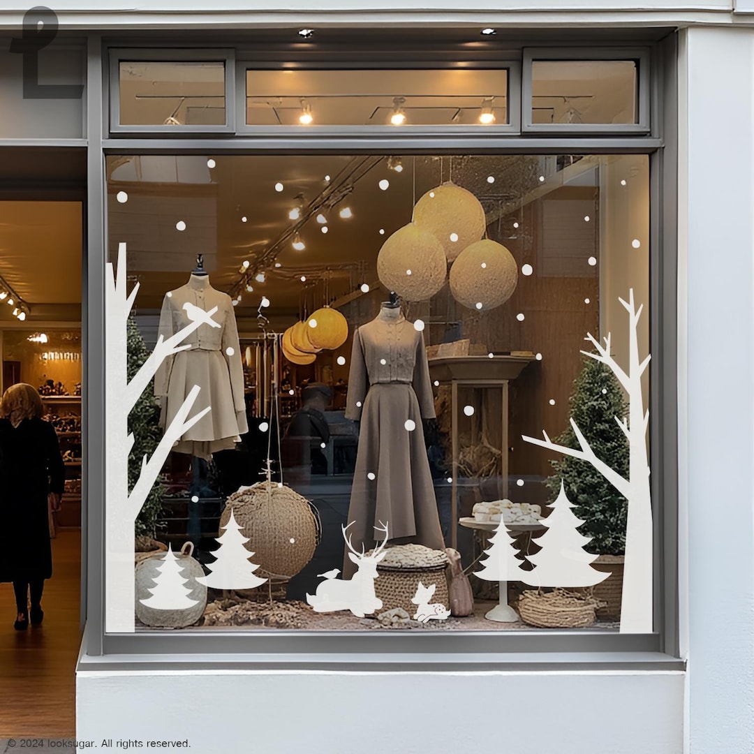 Holiday Window Décor, Winter Storefront Sign, Christmas Shop Window ...
