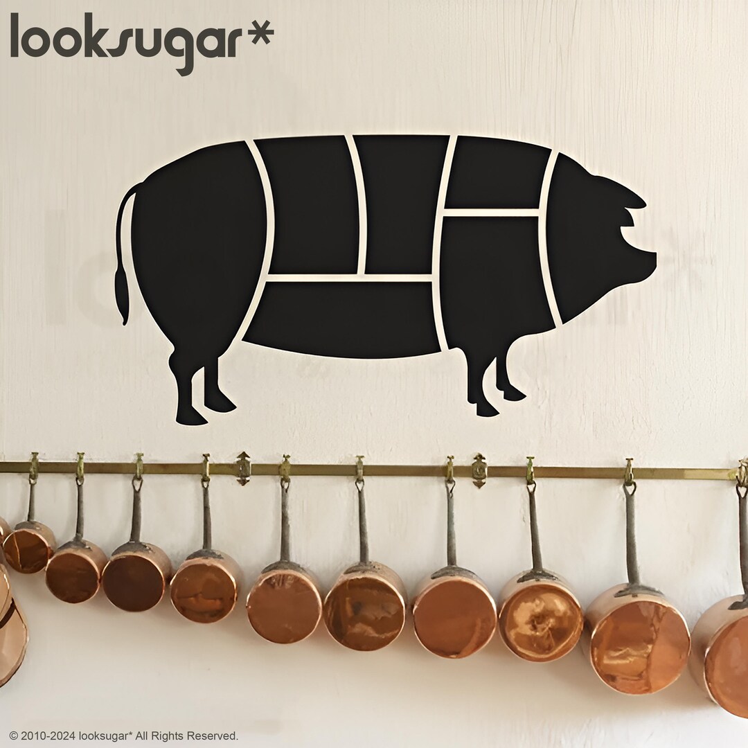Writable Butcher Chart Wall Decal - Meat Cut Diagram Chalkboard Sticker ...
