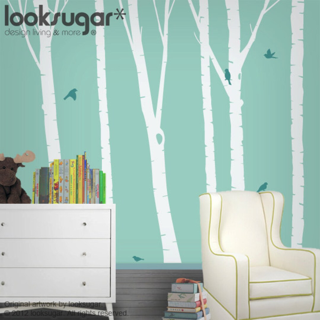 Birch Tree Wall Decal Birch Tree Wall Sticker Nursery Wall - Etsy