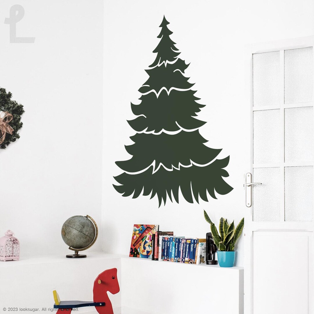 Christmas Tree Wall Decal - Storefront Decal - Festive Holiday Door ...