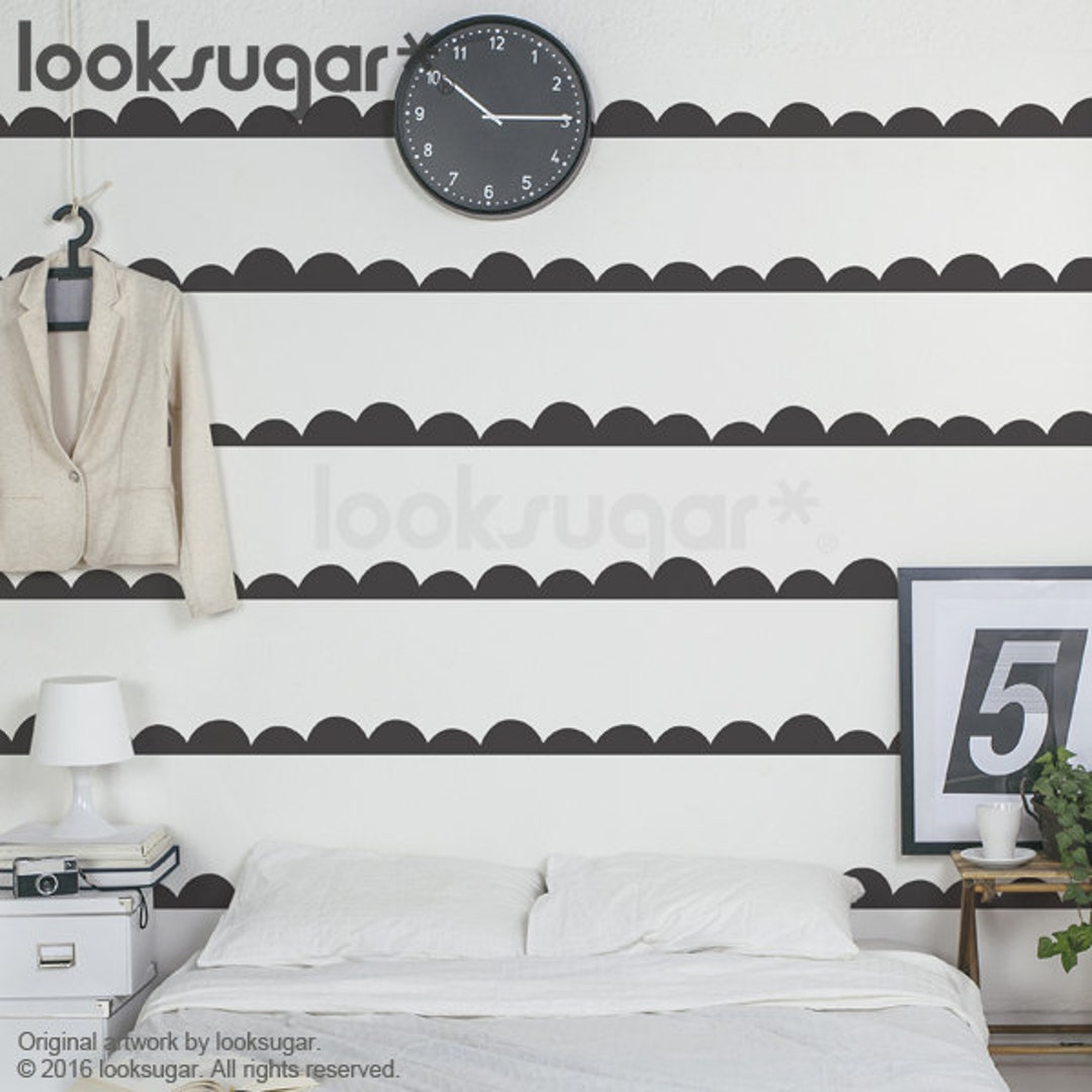 Half Moon Stripe Decal . Wall Decal With Wallpaper Effect. - Etsy