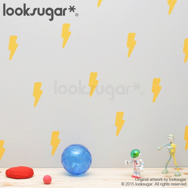 Lightning Wall Decals With Wallpaper Effect. Thunder Wall | Etsy