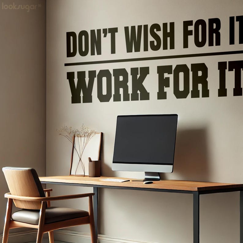 Inspirational Vinyl Wall Decal . GYM Wall Sticker - Work for It Quote ...