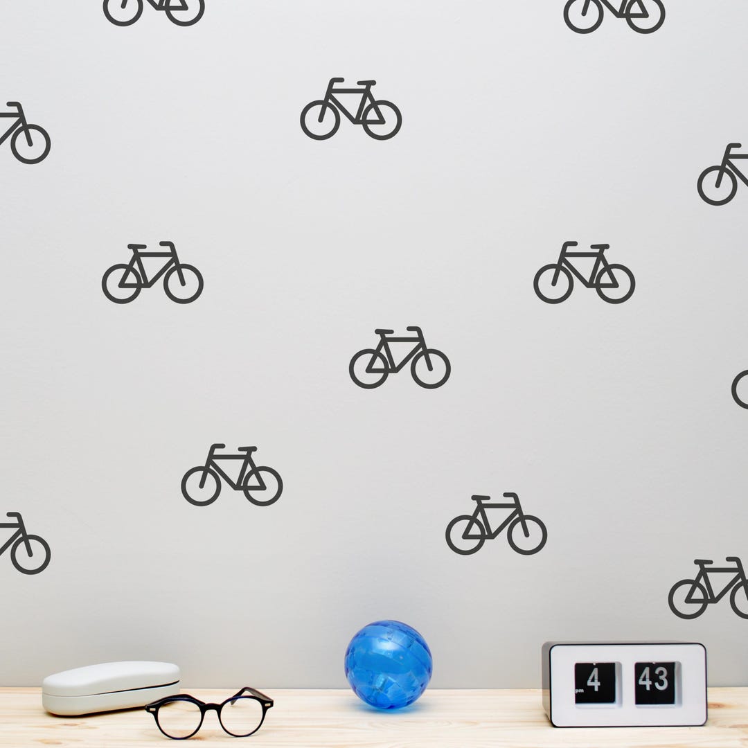 Bicycle Wall Decals With Wallpaper and Stencil Effect . Bike Decals ...