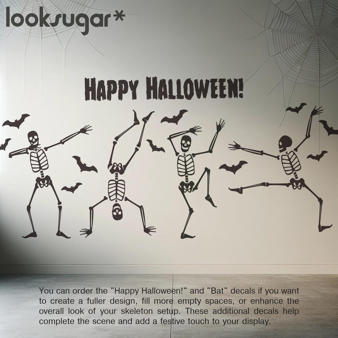 Large Halloween Skeleton Vinyl Decal - Dancing Skeleton for Window ...
