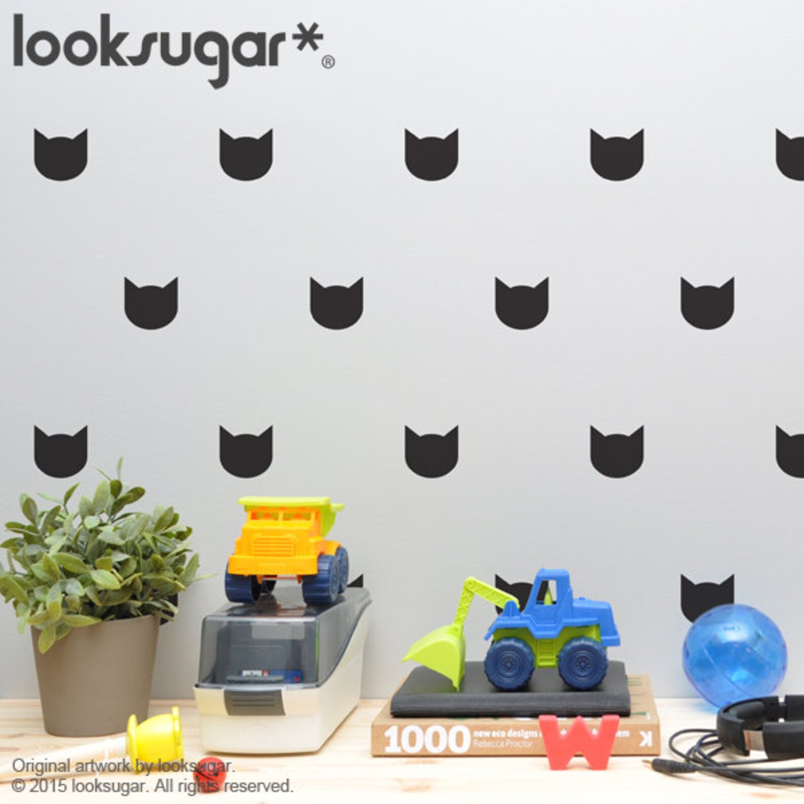 Cat Decal Cat Wallpaper / Cat Wall Stencil Effect Kitty - Etsy