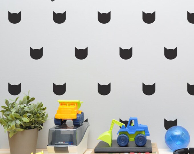 Cat Wall Decal Wallpaper / Wall Stencil Effect Kitty Nursery - Etsy