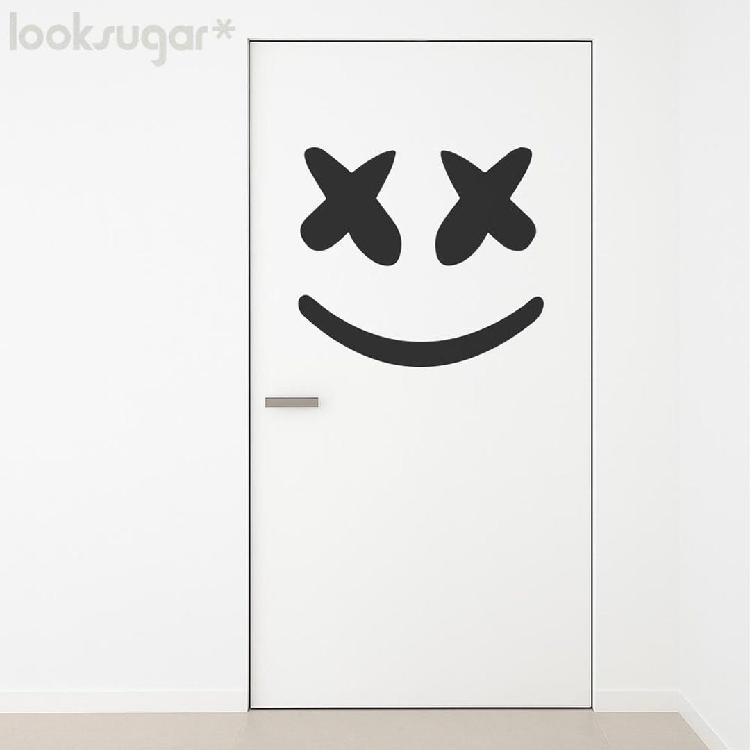 Marshmello Halloween Door Decal – White Vinyl Sticker for Retail Shops ...