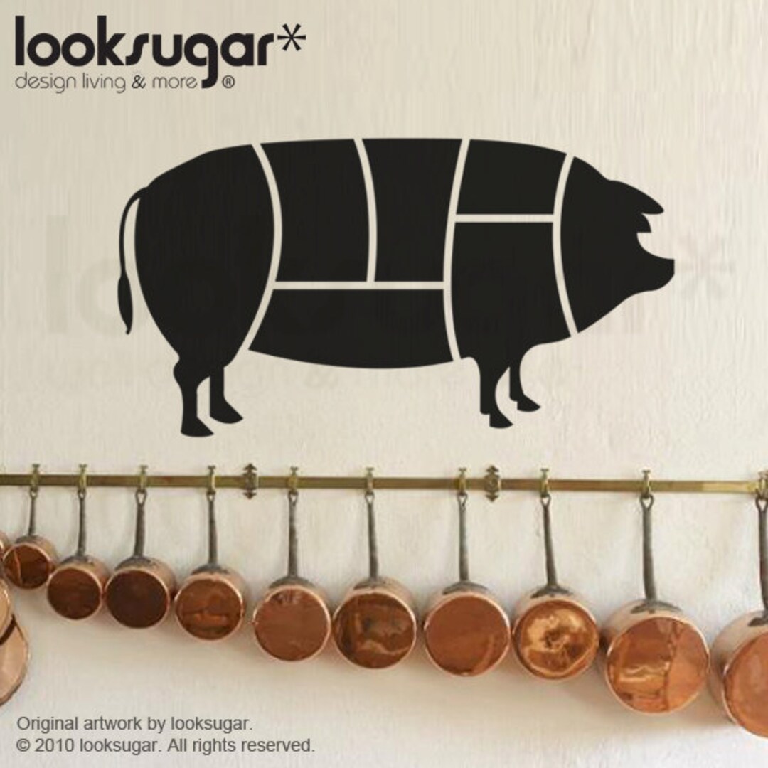 Piggy Pig Pork Pork Chop Butcher Wall Decal Wall Sticker for - Etsy