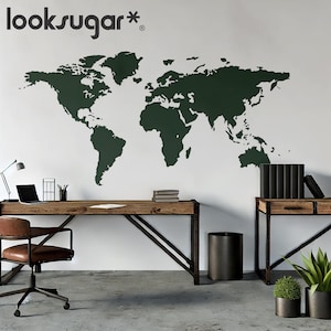 Large World Map Decal . Removable World Map Wall Stickers . Colorful ...