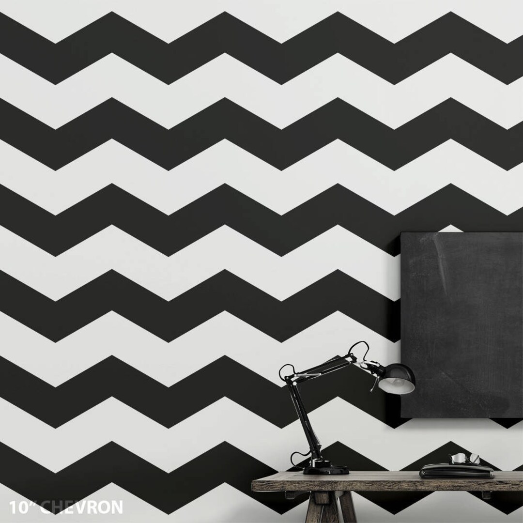 Chevron Strips Decal With Chevron Wallpaper Effect . Chevron Wall Decor ...