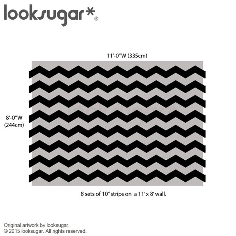 Chevron Wall Decal With Chevron Wallpaper Effect . Chevron - Etsy