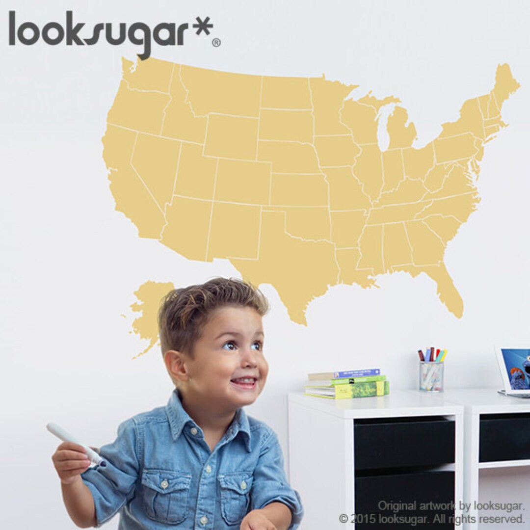 Children Map Decal . US Map Wall Decal . United States Map USA ...