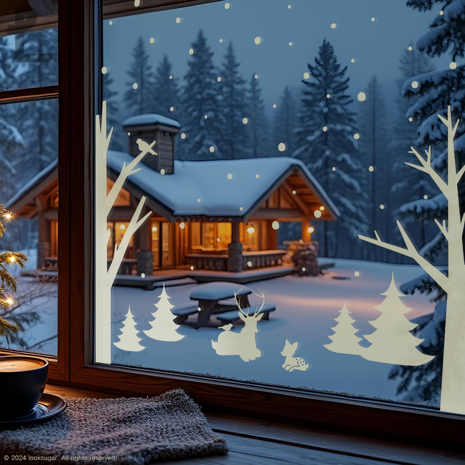 Holiday Window Décor, Winter Storefront Sign, Christmas Shop Window ...