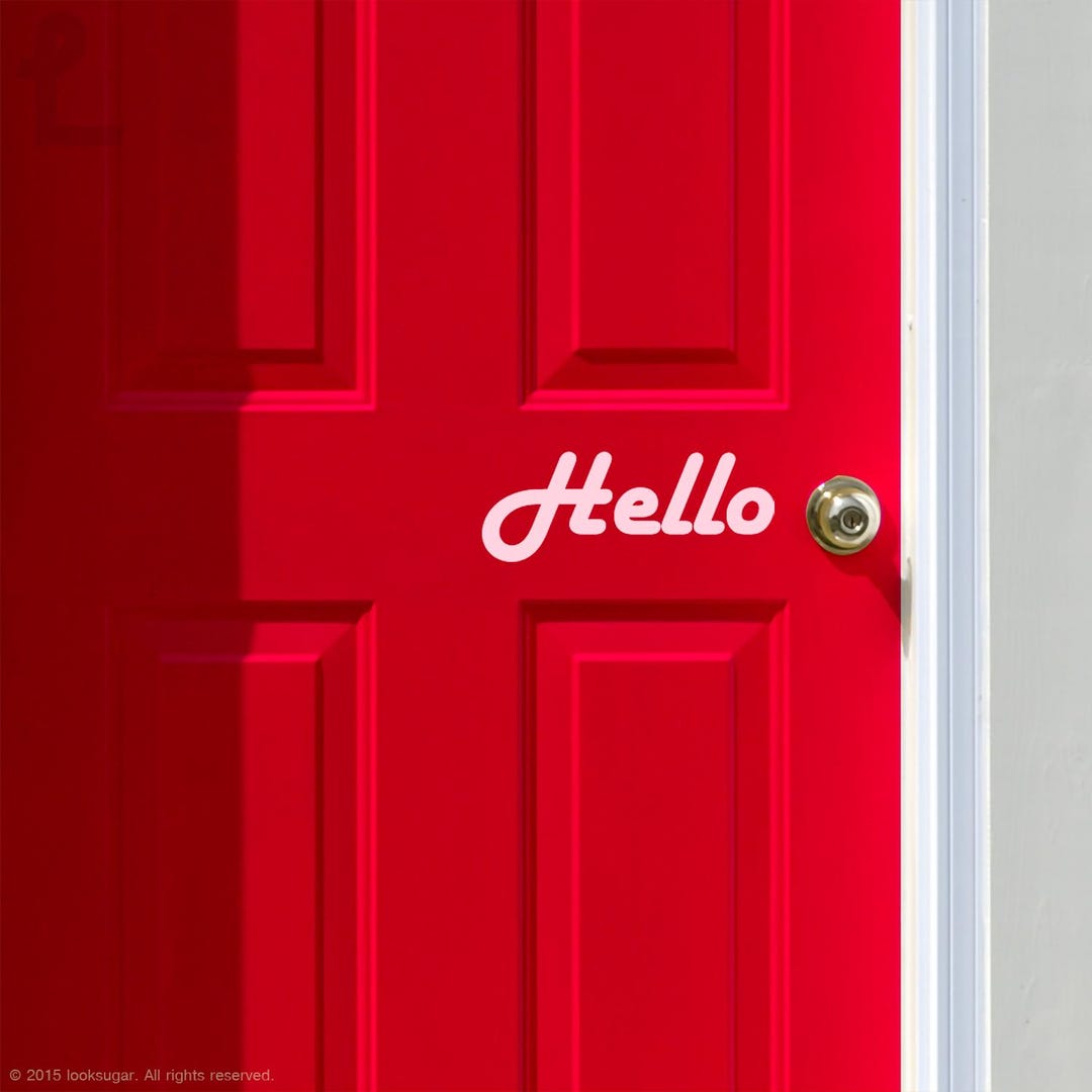 Hello Door Decal . Airbnb Greeting Door Decal . Custom Door Sign Decal ...