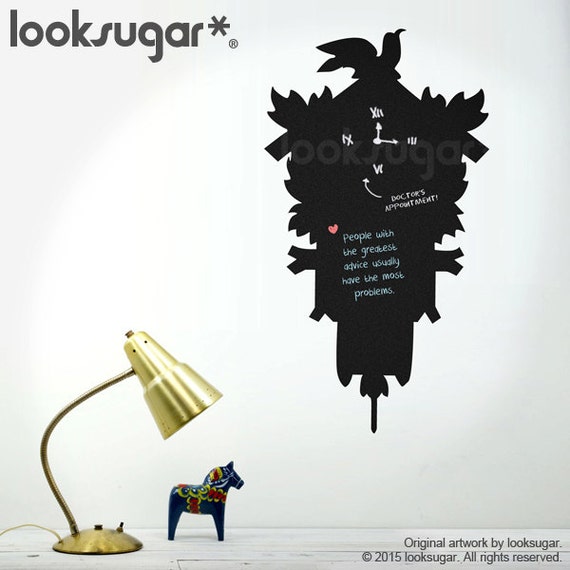 Cuckoo Clock Chalkboard Decal Pendulum Clock Wall Decal | Etsy