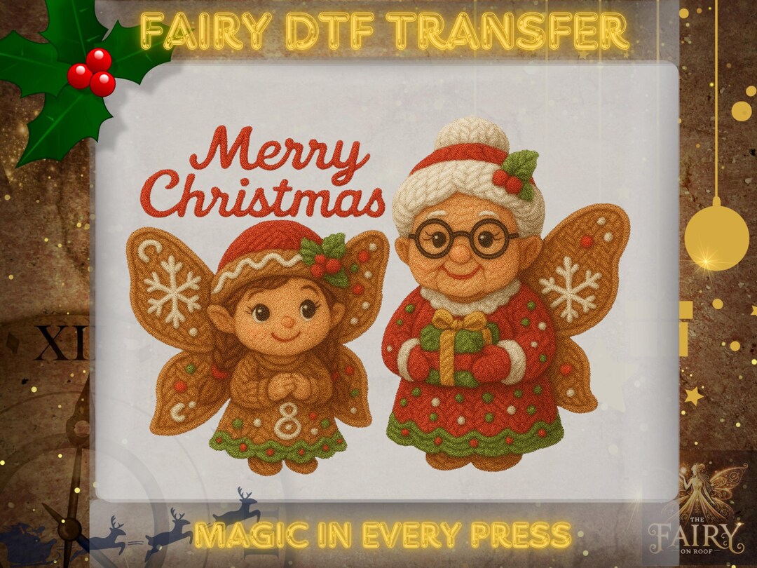 Gingerbread Fairy Duo DTF Transfer,grandma Christmas Gift,gingerbread ...