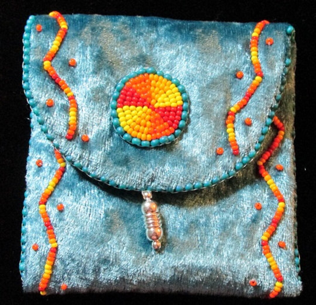Handmade Bead Embroidered Velvet Pouch Bag Unique - Etsy
