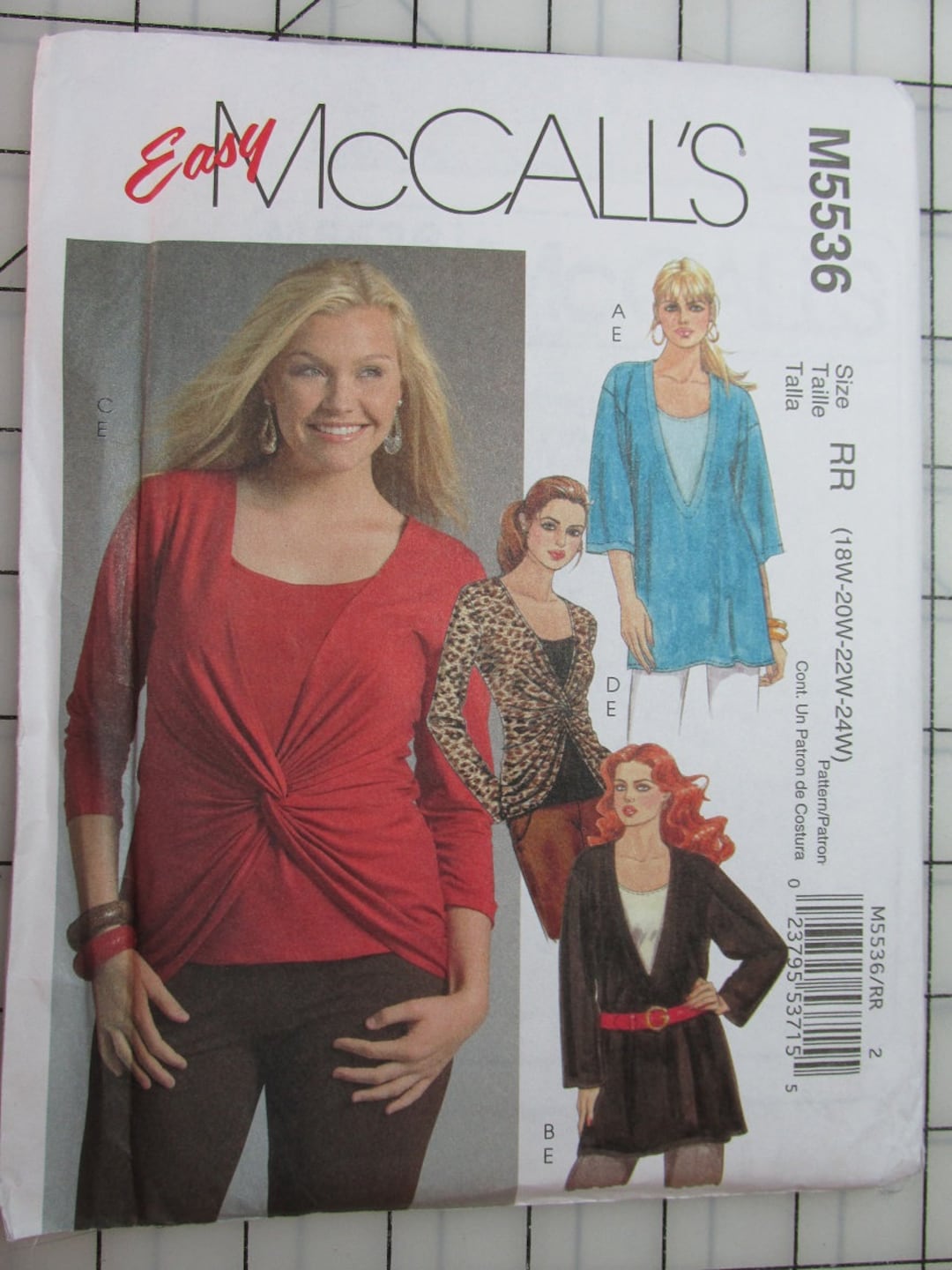 Non coupé McCalls Tunic Top Pattern M5536 18W-20W-22W-24W - Etsy France