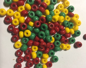 Black Loose Round DIY Spacer Resin Red Yellow Green Striped Jamaica ...