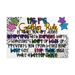 Inspirational Classroom Poster, Teacher's Golden Rule Wall Art ...