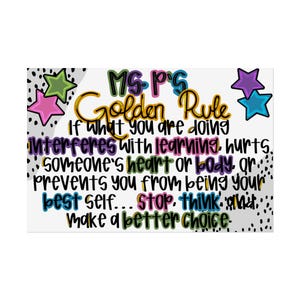 Inspirational Classroom Poster, Teacher's Golden Rule Wall Art ...