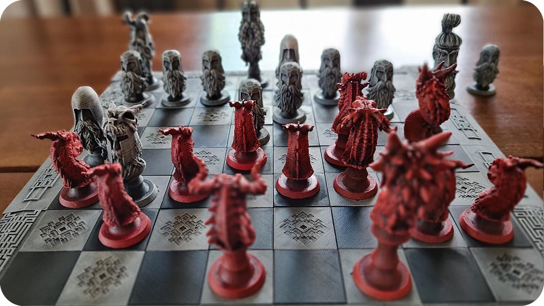 Dwarf & Dragon Battle Chess 3D Printable Board Game Pieces Fantasy ...