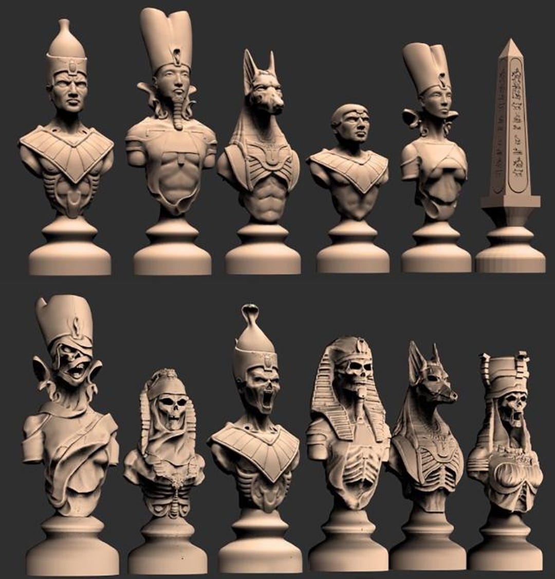 Ancient Egypt Chess Set 3D Printed Game Pieces & Board, Unique Pharaoh ...