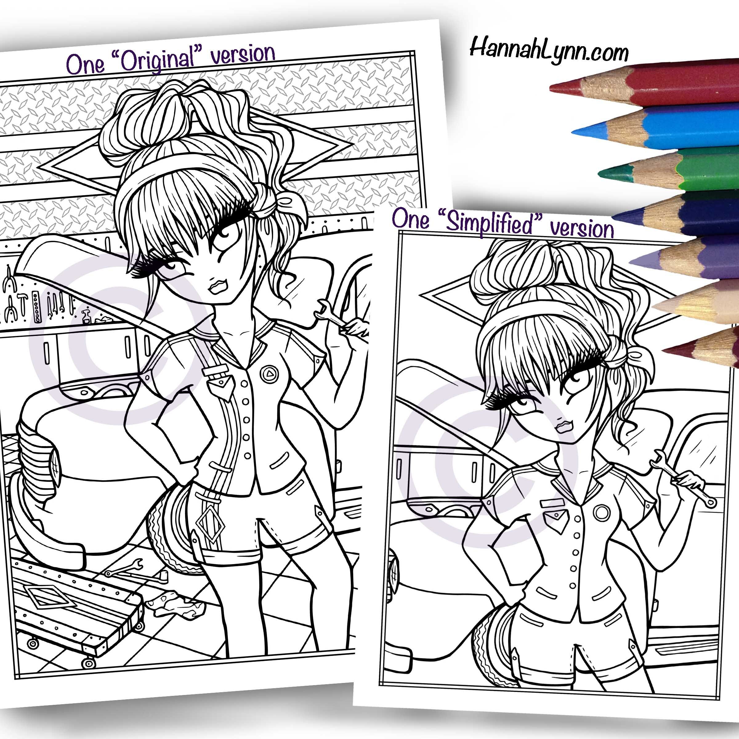 PDF DIGITAL Whimsy Girls at Work Coloring Book Hannah Lynn Printable ...