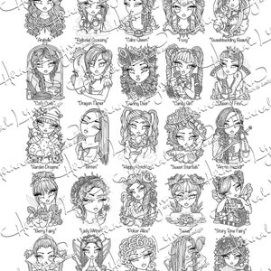 PDF DIGITAL Fierce & Fancy Fantasy Faces Line Art and Grayscale ...