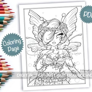 Faye Flower Fairy Coloring Page Cute Whimsy Girls Mythical Maidens ...