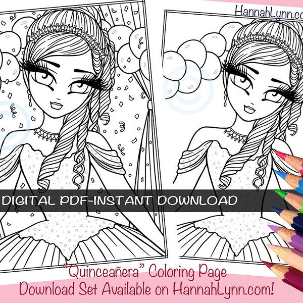 Quinceañera Coloring Page - Etsy