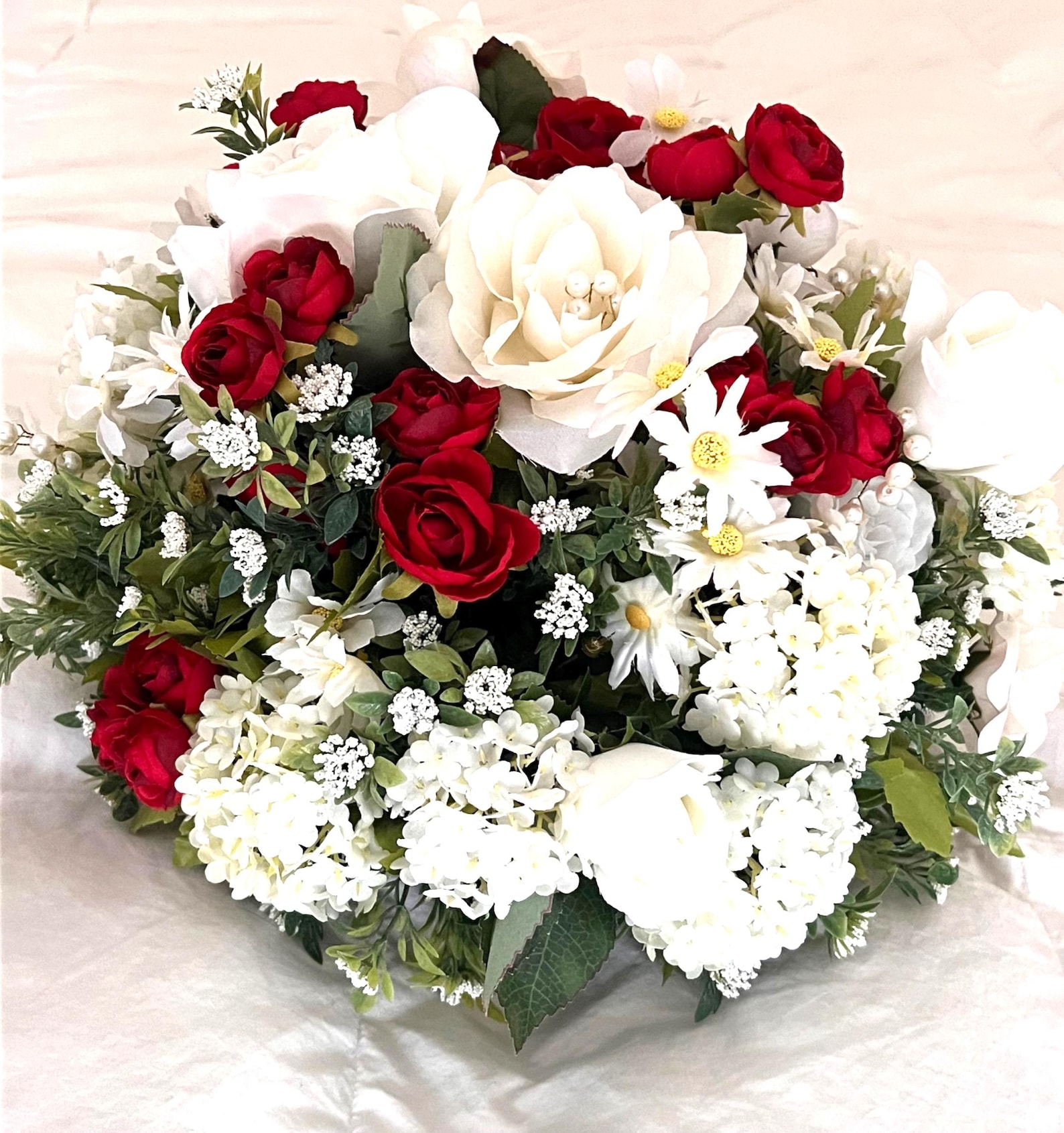 White and Red Rose Flower Centerpiece - Etsy