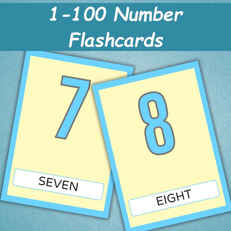 1-100 Number Flashcards for Kids | Preschool Counting Cards | Learning ...