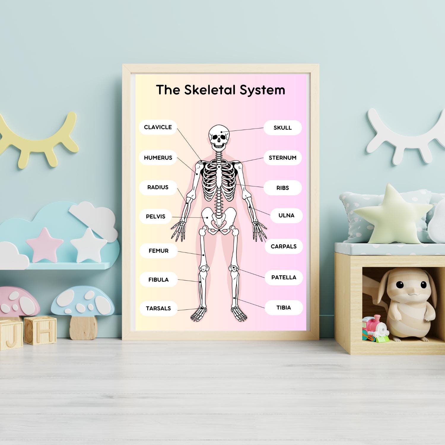 Human Skeleton Poster for Kids | Human Bones Printable | Educational ...