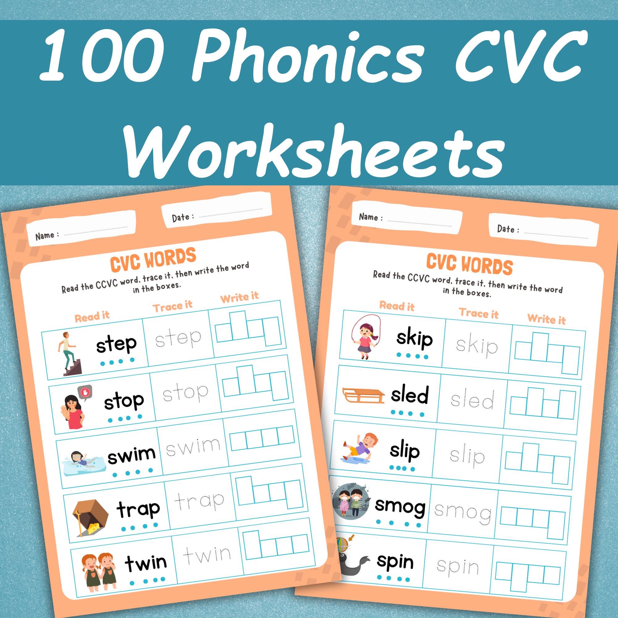 CVC Words Worksheets | Phonics Words Family Worksheets | Kindergarten ...