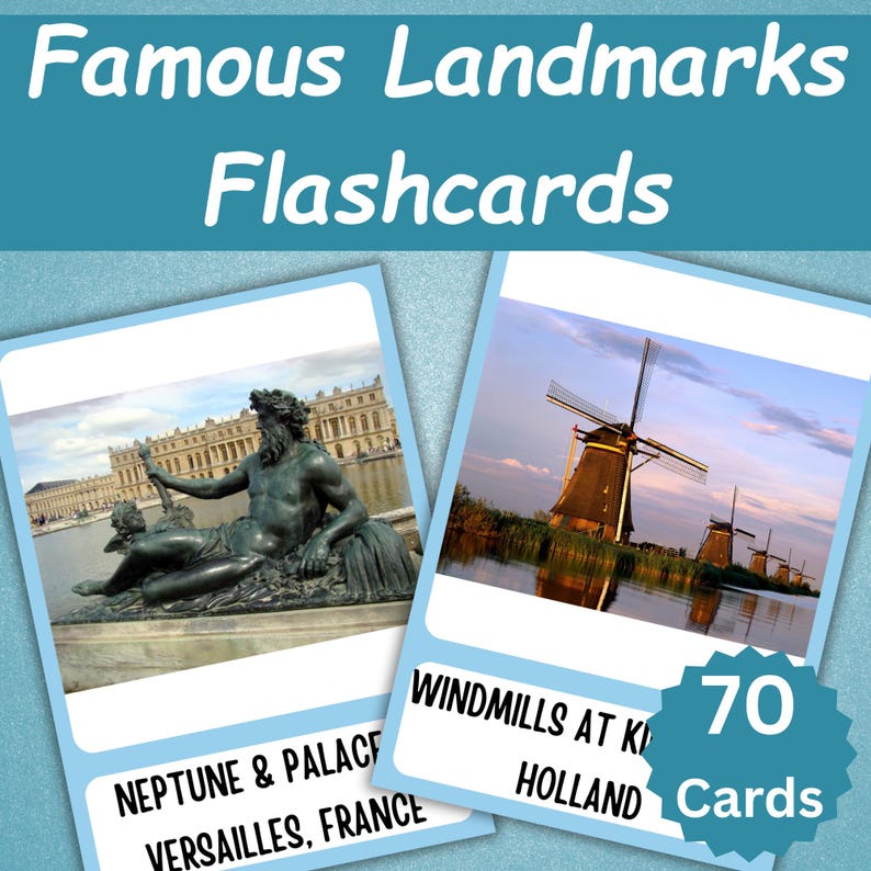 World Famous Landmarks Flashcards: Montessori Learning Cards (PDF ...