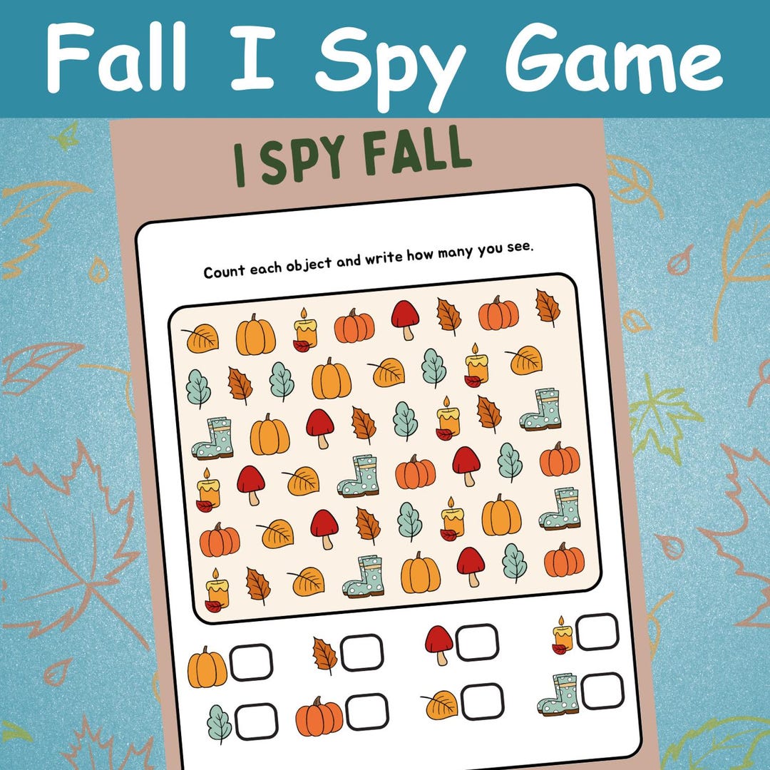 Fall I Spy Game for Toddler | Printable I Spy Fall Activity | Preschool ...