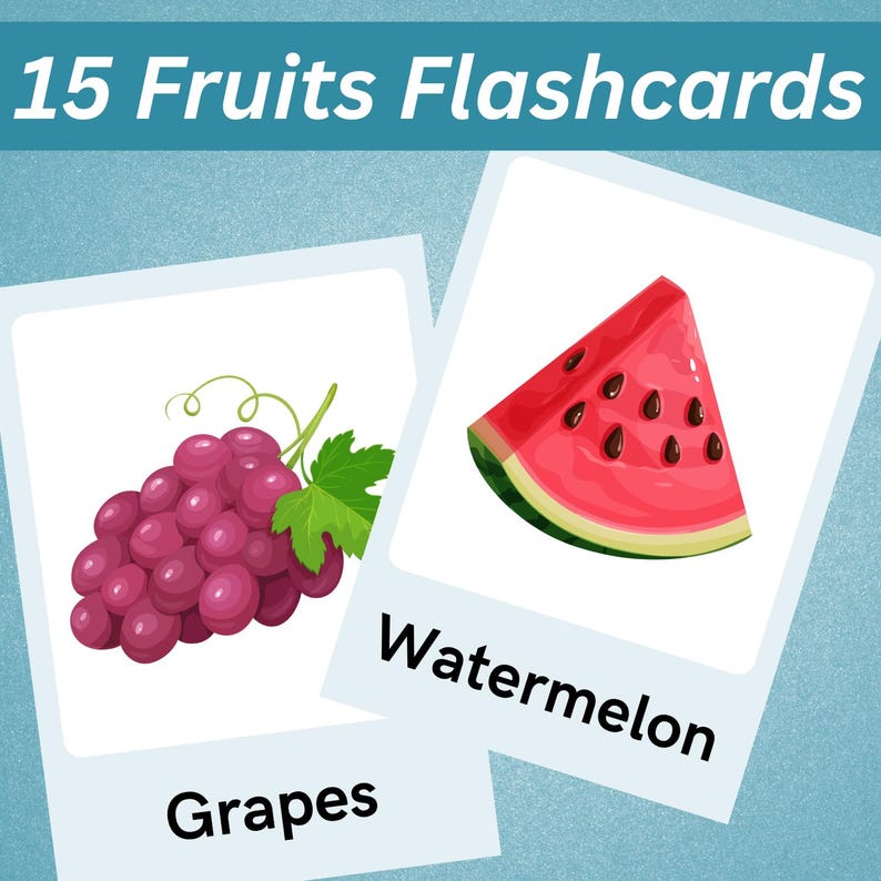 15 Fruits Flashcards | Kids Fruits Printables | Montessori Flashcards ...