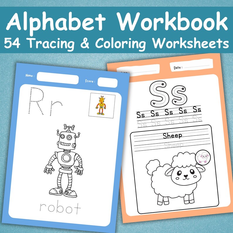 Alphabet Tracing Worksheets | Printable Letter Tracing & Coloring Pages ...