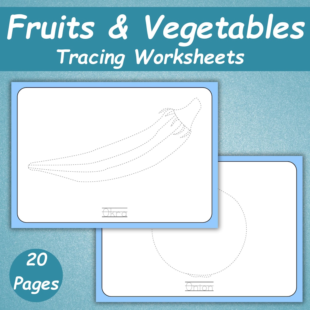 Fruit and Vegetables Tracing Worksheets | Toddler Tracing Pages ...