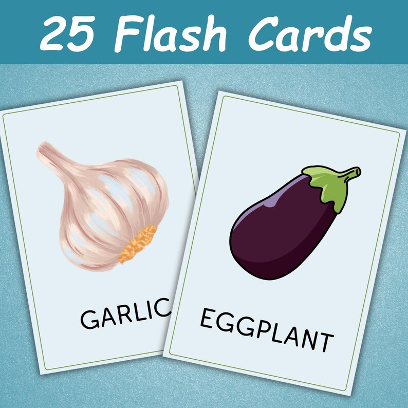 25 Vegetable Flashcards for Kids | Printable Vegetables Cards ...