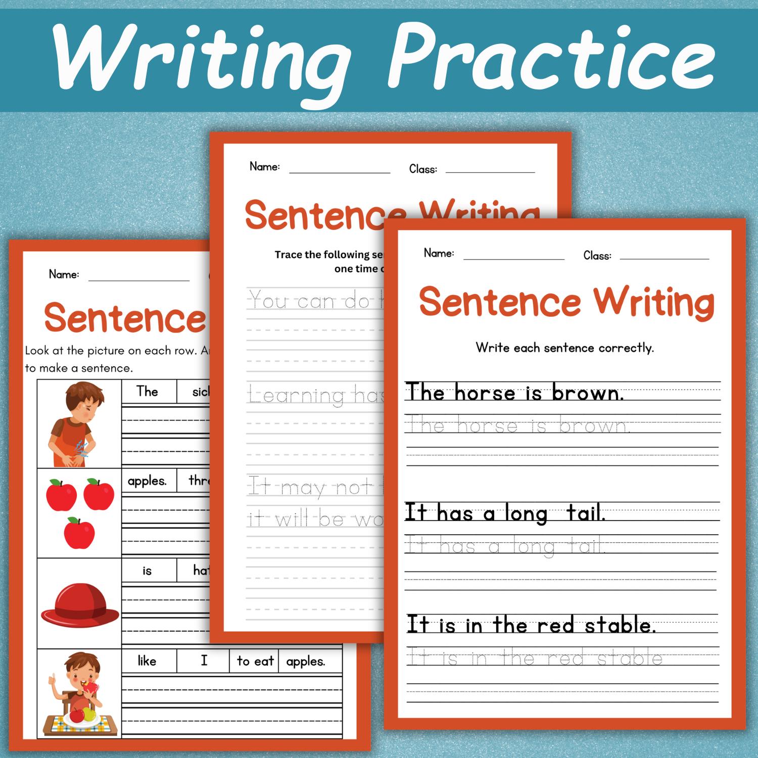 45 Sentence Writing Worksheets | Writing Practice Activity for Kids ...