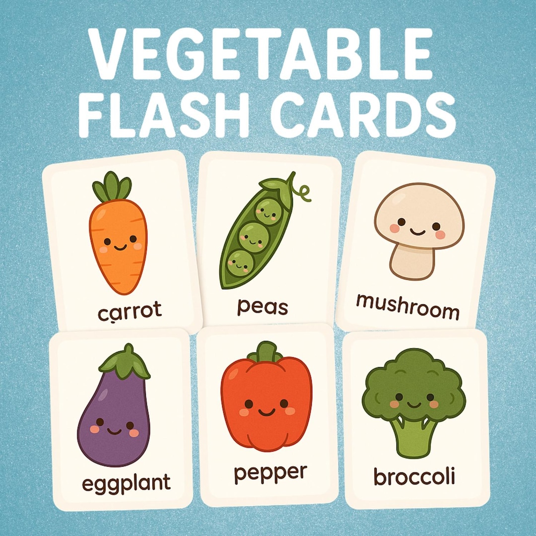 25 Vegetable Flashcards for Kids | Printable Vegetables Cards ...