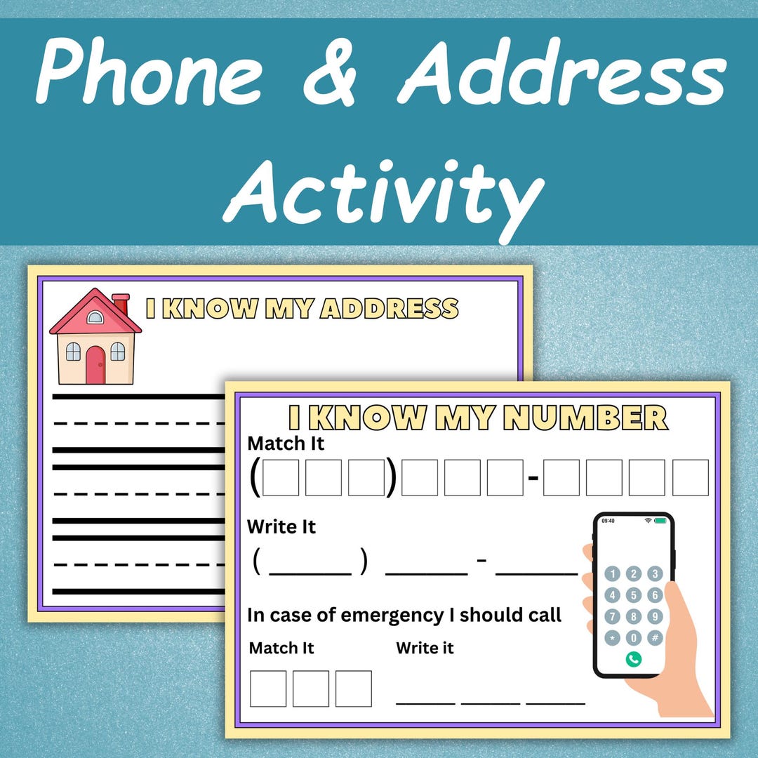 I Know My Address Activity | Preschool Phone Number Practice | Kids ...