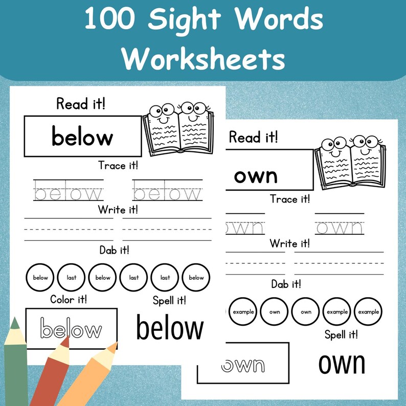 100 Printable Sight Words Worksheets | Kindergarten-1st Grade Sight ...