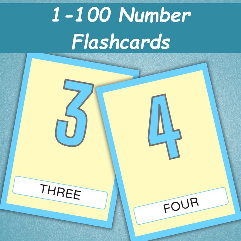 1-100 Number Flashcards for Kids | Preschool Counting Cards | Learning ...