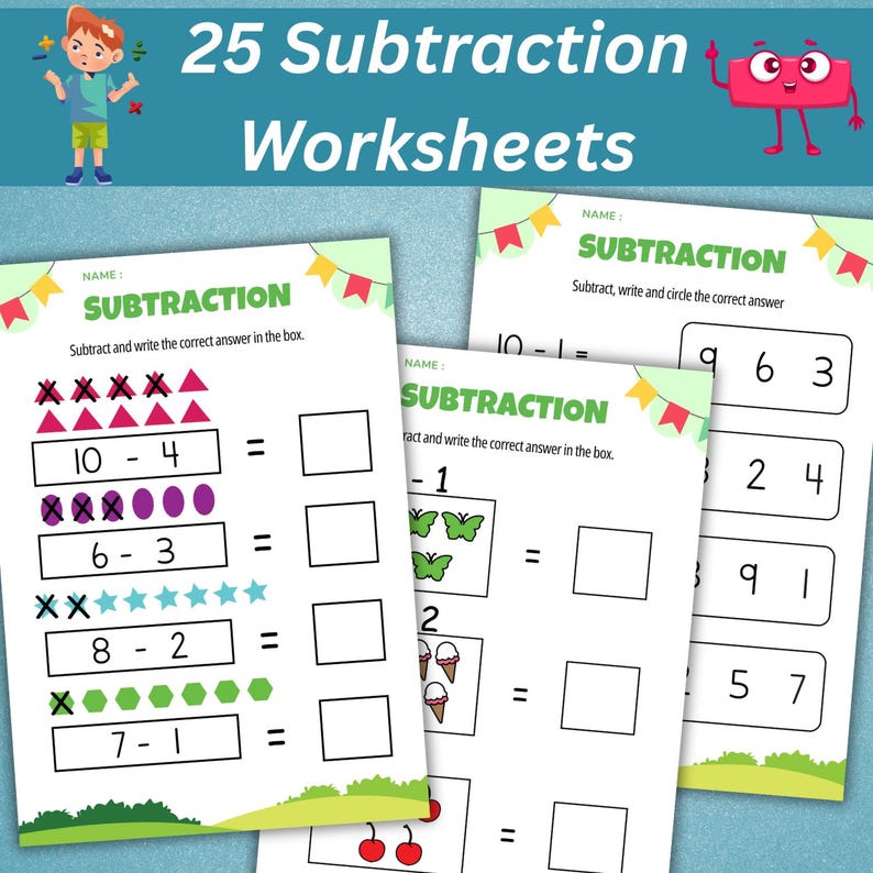 25 Subtraction Worksheets for Kids | Kindergarten Math Worksheets ...